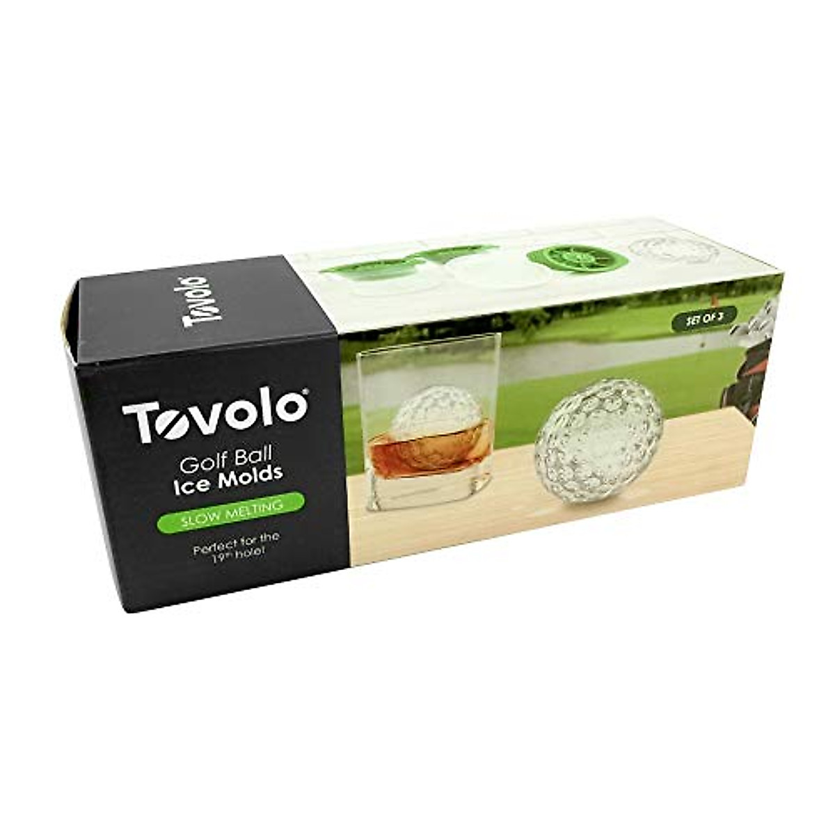 Tovolo Golf Ball Ice Molds (Set of 3) - Slow-Melting, Leak-Free, Reusable, & BPA-Free Craft Ice Molds/Great for Whiskey, Cocktails, Coffee, Soda, Fun Drinks, and Gifts