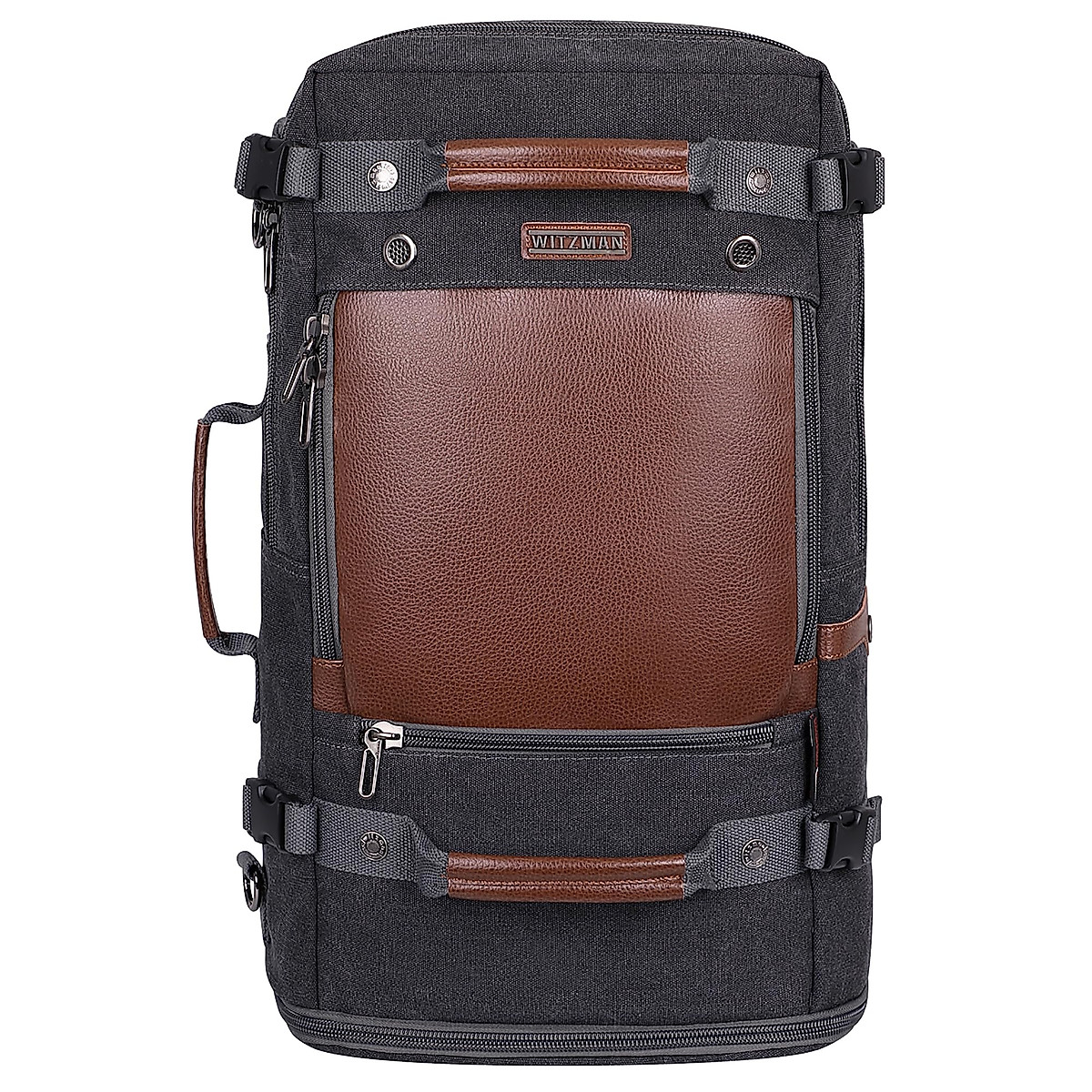 WITZMAN Travel Backpack for Men Women Carry on Luggage Backpack Canvas Rucksack Duffel bag with Shoe Compartment (A2021 Black)