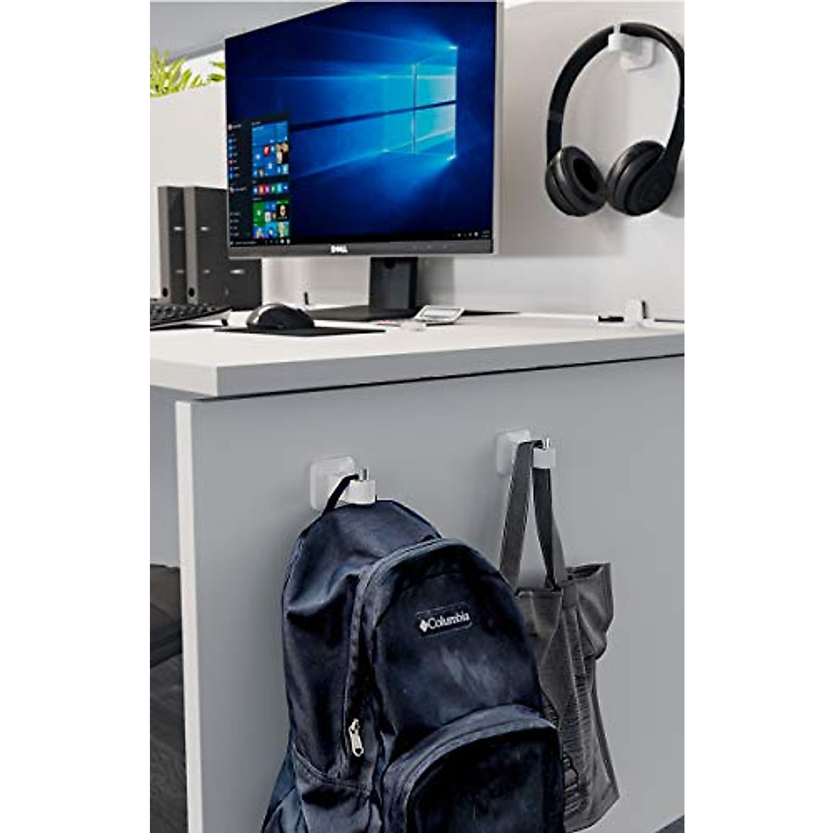 Fysupotsu Adhesive Shower Hooks for Towels, Self Adhesive Shower Hanger Hooks, Modern Shower Towel Hook for Wall Bathroom Hanging Coat, Hat, Towel Robe Hook Rack Wall Mount 4-Packs (White)