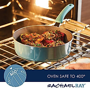 Rachael Ray Cook + Create Nonstick Sauté Pan with Lid, 3 Quart, Agave Blue