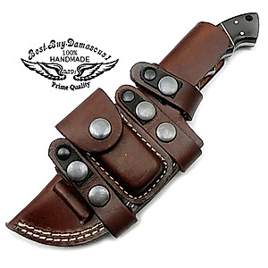 Best.Buy.Damascus1 Buffalo Horn 9.5'' Tracker Fixed Blade Hand Made Damascus Steel Hunting Knife Prime Quality