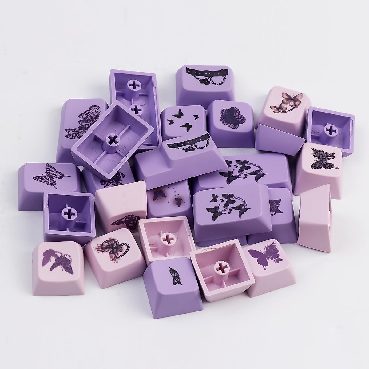 EPOMAKER Butterfly 121 Keys PBT Keycaps, MDA Profile Dye Sublimation Keycaps Set, for Mechanical Gaming Keyboard, Compatible with Cherry Gateron Kailh Otemu MX Structure