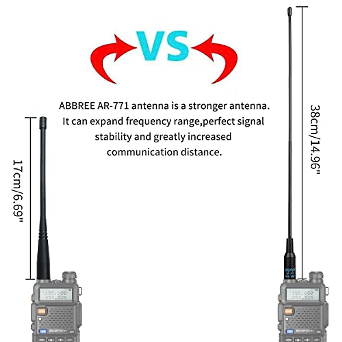 2 Pack Baofeng UV-5R Two Way Radio Ham Radio Handheld Rechargeable Long Range Portable Baofeng Walkie Talkie with 2 Pack 771 Antenna (Black)