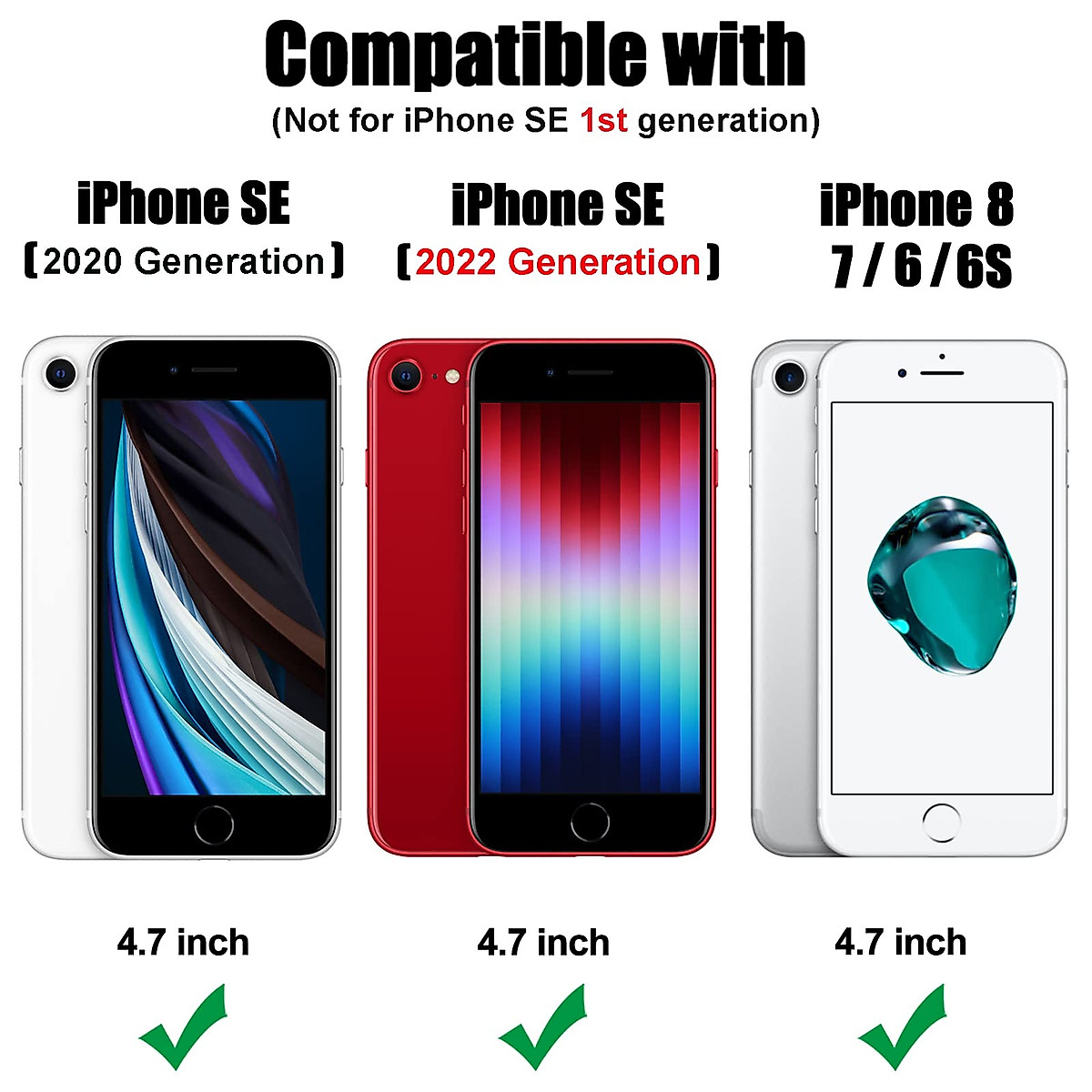 JAME Case for iPhone SE 2022/2020 Case with Tempered-Glass Screen Protector 2Pcs, for iPhone 8 Case, for iPhone 7 Case, for iPhone 6s Case, Military-Grade Protection, with Ring Kickstand, Alpine-Green