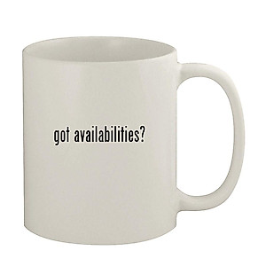 got availabilities? - 11oz Ceramic White Coffee Mug, White