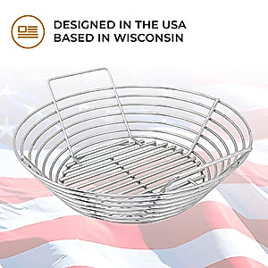 Kick Ash Basket Stainless Steel Charcoal Ash Basket for Kamado Joe Classic - Classic Kamado Grill Charcoal Basket Accessory - Designed in Wisconsin