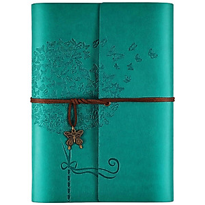 Leather Journal Notebook, Refillable Travelers Journals for Women Girls, Ruled Diary Writing Journal to Write in A5 (Blue）