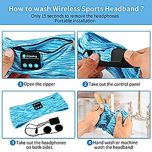 SKYEOL Sleep Headphones, wireless Headband with Zip Pocket Wireless Music Sport Headbands with Ultra-Thin HD Stereo Speakers for Side Sleepers, Meditation,Relaxation and Sport(Blue)