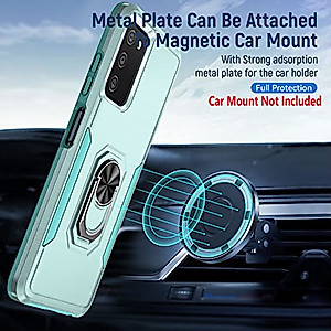 Circlemalls Samsung A03S Case, Galaxy A03S Case, [NOT FIT A03 CORE] with [Tempered Glass Screen Protector Include] Military Grade 12 ft Drop Test Shockproof W/Ring Holder Kickstand Phone Cover-Teal