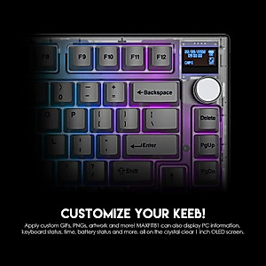 FANTECH MAXFIT81 Mechanical Keyboard PBT Keycaps RGB 75% Gaming Keyboard with Customizable OLED Display & Knob, Hot Swappable Modular Sound Proofing Base, Gateron Yellow Switch, Black