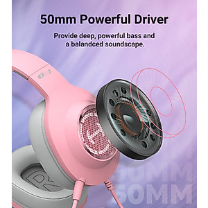 HECATE by Edifier G2 II Pink Gaming Headset, USB Wired Pink Gaming Headphones with Cat Ear for PC/MAC/PS4/PS5, 7.1 Surround Sound, Detachable Cat Ear and Noise Cancelling Microphone, LED RGB Lighting
