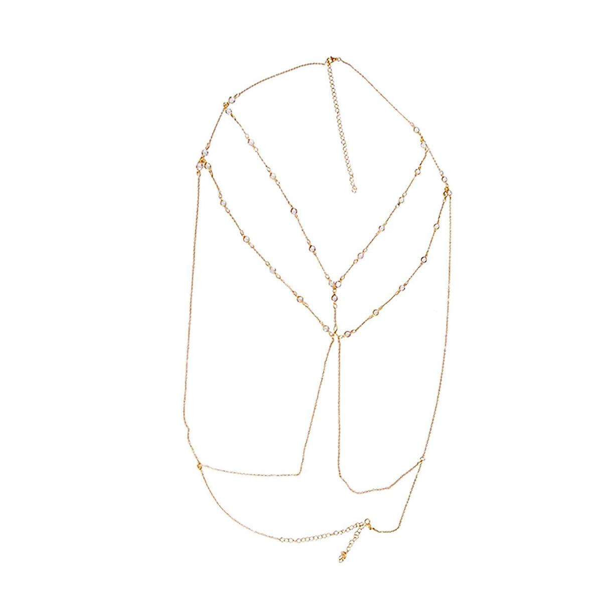 Summer Body Chain Bra Sexy Beads Shiny Luxury Long Rhinestone Bra Body Chains Bikini Body Chain Jewelry Cross for Women Beach Body Accessories