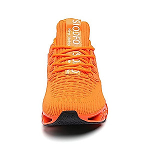 TSIODFO Slip on Sneakers for Women Sport Running Orange Shoes Athletic Train Tennis Walking Shoes Ladies Gym Workout Jogging Fashion Sneaker Size 8