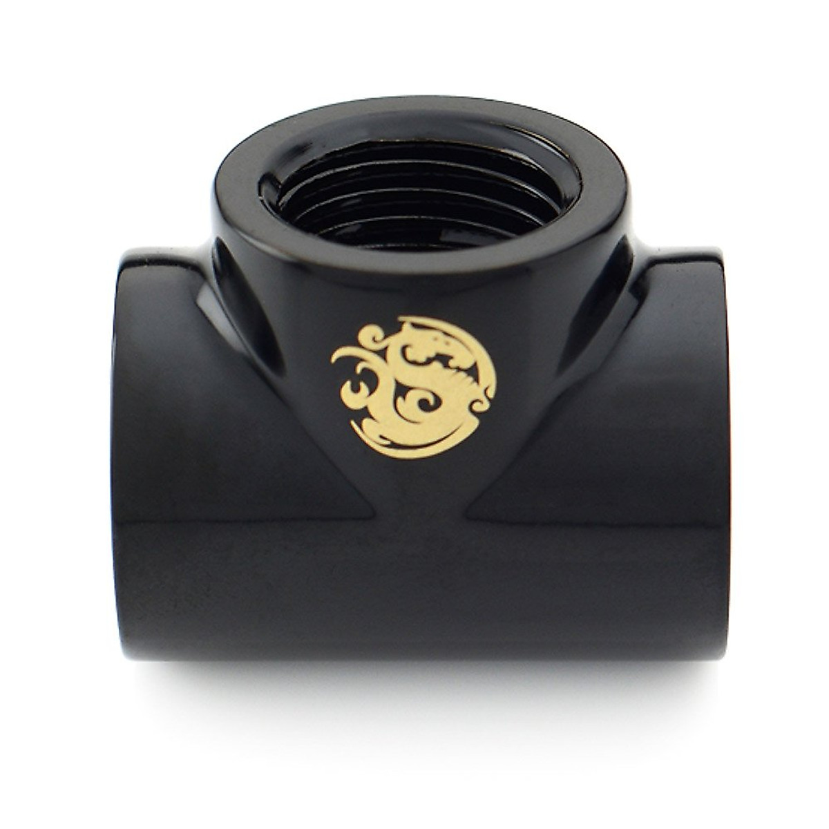 Bitspower T-Block Fitting with Triple G1/4" Female, Matte Black