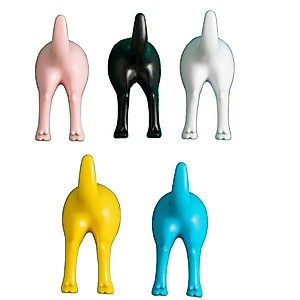 5Pcs Dog Tail Hooks,Wall Mounted Dog Butt Hook Door Hanger, Hat Coat Key Leash Towel Hanger, Key Holder for Wall Rustic Decor Dog Lovers Gifts