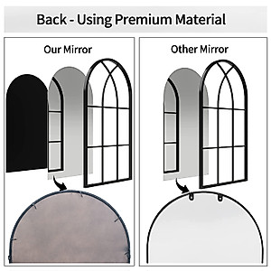 ironsmithn Arched Mirror, 41.3"x24" Windowpane Mirror, Window Finished Metal Mirror, Black Grid Mirror for Decor Living Room Fireplace Entryway Bedroom Hallway