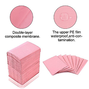 LXIANGN 125PCS Disposable Nail Art Table Towels Mat 13" X 17" Waterproof 3 Ply Nail Art Mat Paper Sheet Clean Pads Tattooing Table Mat Nail Table Cover Tattoo Supplies (Pink)