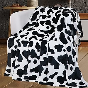 Cow Print Blanket Lightweight Soft Warm Blankets and Throws Cozy Fleece Cow Baby Blanket Fuzzy Cute Black Cow Printed Throw Blankets for Baby Kids Boys Girls Toddler Newborn Infant 40x50 inch