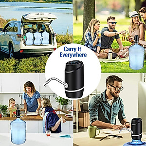Water Bottle Pump - Water Pump for 5 Gallon Bottle - USB Charging Automatic Drinking Water Pump with Reusable Water Bottle Cap Universal Fit for Home, Office and Outdoor (Black)