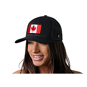 HAKA Canada Hat – Canadian Flag Trucker Hat Baseball Cap Snapback Golf Hat (Black)