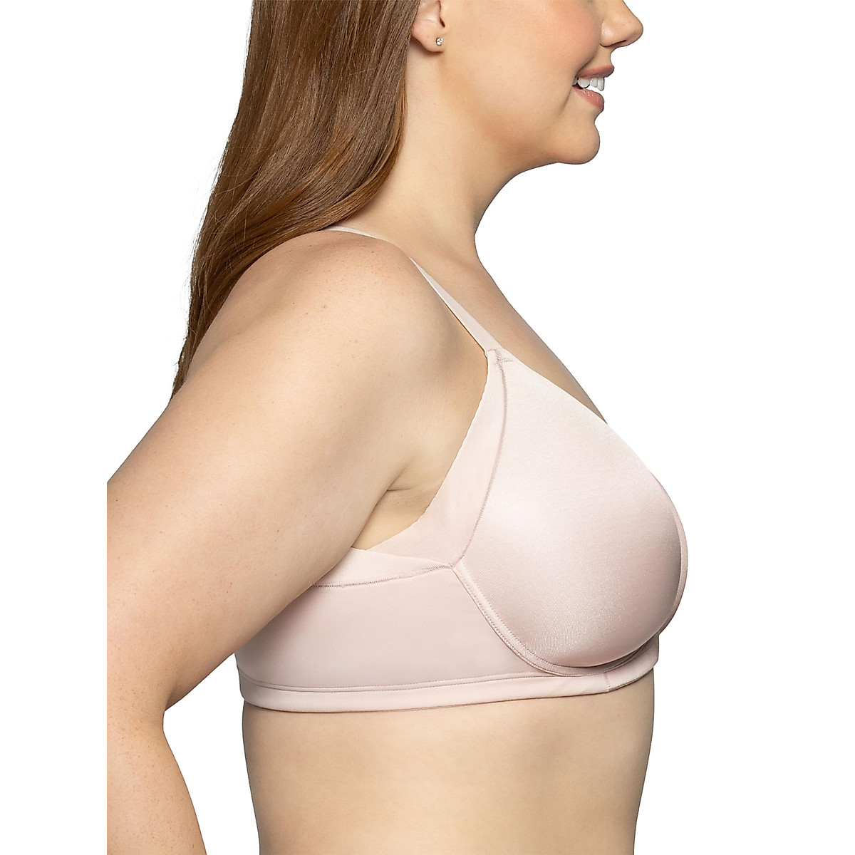 Vanity Fair Women's Full Figure Wireless Bra, Extended Side & Back Smoothing, Lightly Lined Cups up to DDD, Quartz, 44C