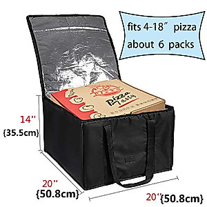 Insulated Pizza Carrier Bag for Food delivery -Foldable Heavy Duty Food Warmer Grocery Bag for Camping Catering Restaurants (20X20X14)