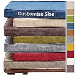 SXROMDA Cushion Custom Size for Bench, Customize Cushion for Indoor Outdoor Patio Furniture Window Seat, linen Cover with Zipper and 45D High-Resilience Foam Insert (Custom Sizes, Beige)