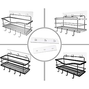 KINCMAX 2 Packs Strong Sticky Waterproof Heavy-duty Wall Adhesives Nail Free Transparent Adhesive Pad No-trace Wall Stick Adhesives Hook Strip for Shower Caddy, Kitchen Racks, Bathroom Storage Shelves