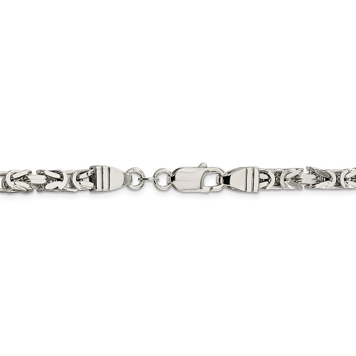 Solid 925 Sterling Silver 5mm Square Byzantine Chain Necklace - with Secure Lobster Lock Clasp 20"