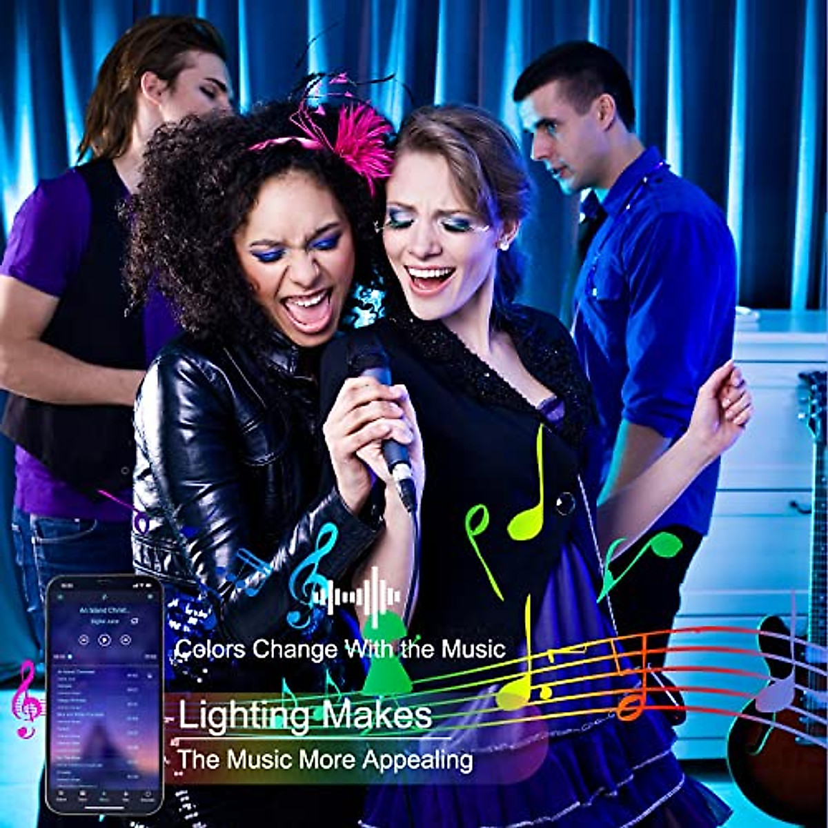 KENTA Led Strip Lights 35ft Smart Light Strips with App Control Remote, 5050 RGB Led Lights for Bedroom, Music Sync Color Changing Lights for Room Party