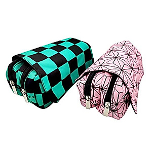 Anime Pencil Case, Cute Kawaii Large Capacity Pencil Pouch Holder for Boys Girls Teens College Back to School Stationery, Green