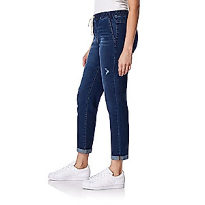 WallFlower Women's Tomboy Jogger Denim Mid-Rise Insta Stretch Juniors Jeans, Clarke, 7