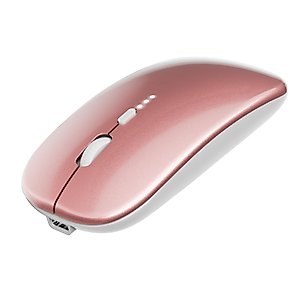 ShuGuoTu Wireless Mouse, 2.4G Slim Mute Silent Click Noiseless Optical Mouse with USB Receiver and Type C Adapter Compatible with Notebook, PC, Laptop, Computer, MacBook (Rose Gold)