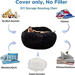 Bean Bag Chairs, 5ft Giant Bean Bag Cover, Soft Micro-Fiber Bean Bag Chairs for Adults (It was only a Cover, not a Full Bean Bag, No Filler) Big Bean Bag Bed(Dark Grey) 5FT (150cmx70cm)