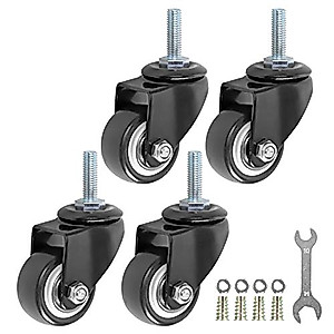 uoboeuq 1.5 Inch Swivel Caster Wheels PU 360 Degree Threaded Stem Caster Wheel M8 x 25mm, 330lb Total Load Capacity, Pack of 4