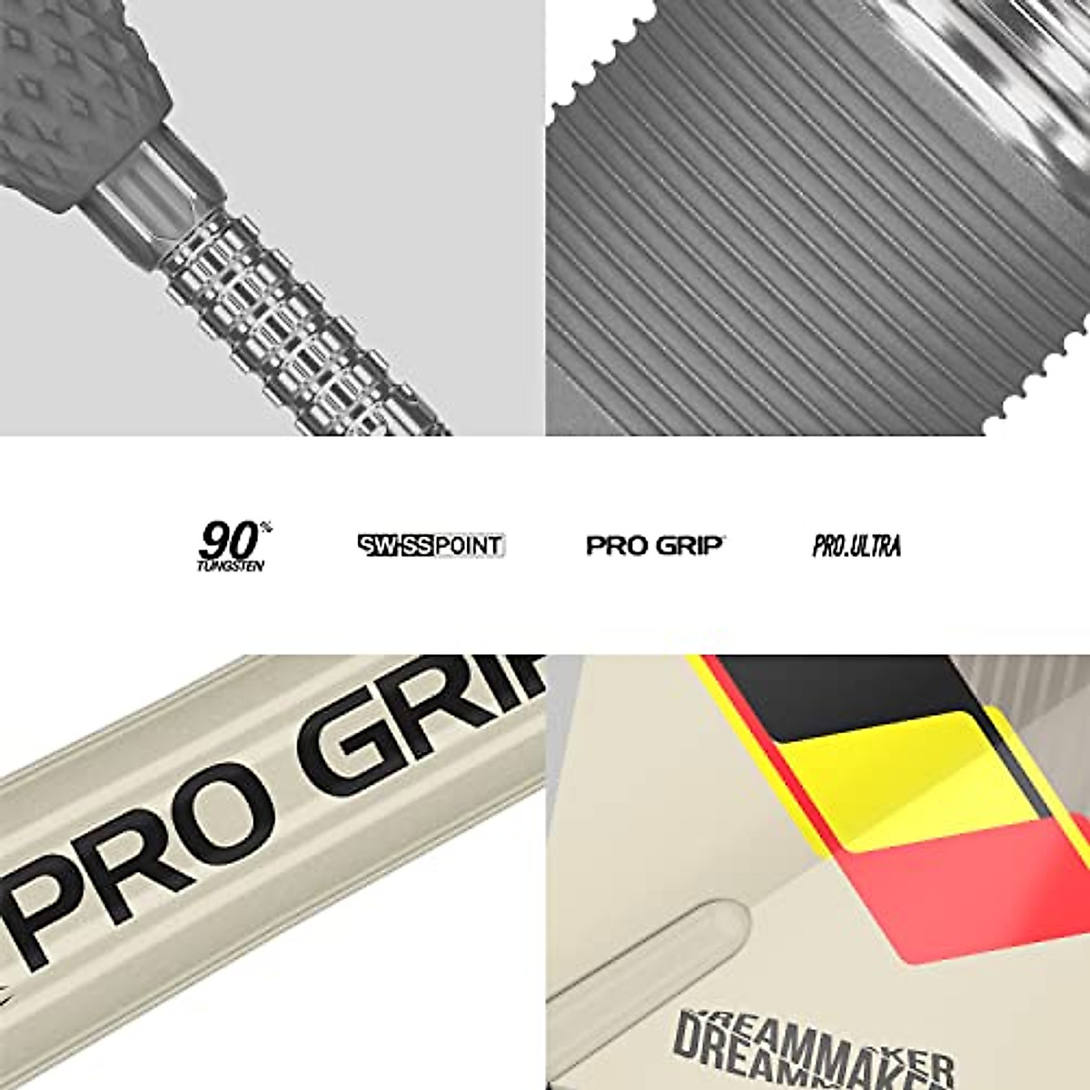 Target Darts Dimitri Van den Bergh Dream Maker G1 23G 90% Tungsten Swiss Point Steel Tip Darts Set, Sand, Black, Yellow and Red (DIMI90% Steel)