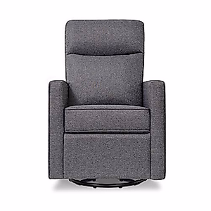 DaVinci Gabby Polyester Pillowback Swivel Glider in Shadow Grey, Greenguard Gold & CertiPUR-US Certified