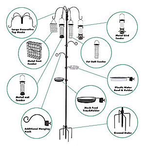 ERYTLLY Bird Feeding Station Kit Bird Feeder Pole Wild Bird Feeder Hanging Kit Planter Hanger Multi Feeder Hanging with Metal Suet Feeder Bird Bath for Attracting Wild Birds
