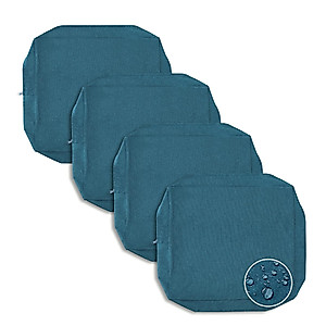 PureFit Waterproof Outdoor Cushion Covers Replacement for Patio Furniture Chair Seat Cushion Covers 24x22 inch for Outdoor Furniture Garden Backyard with Zipper, 4 Pack SLIPCOVERS ONLY, Teal