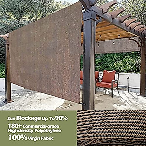 Universal Pergola Replacement Canopy Shade Cover with Breathable HDPE Fabric & Rod Pockets for 10 x 10 FT Pergola, Canopy Size: 192'' L x 106'' W (Mocha Brown)