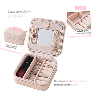 KElofoN Travel jewelry case Travel jewelry box Travel Jewelry Organizer Small Jewelry Organizer Box for Girls Women with Mirror