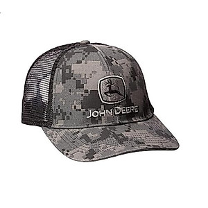 John Deere Men's Standard Digital Camo and Mesh Cap Embroidered, Black, One Size