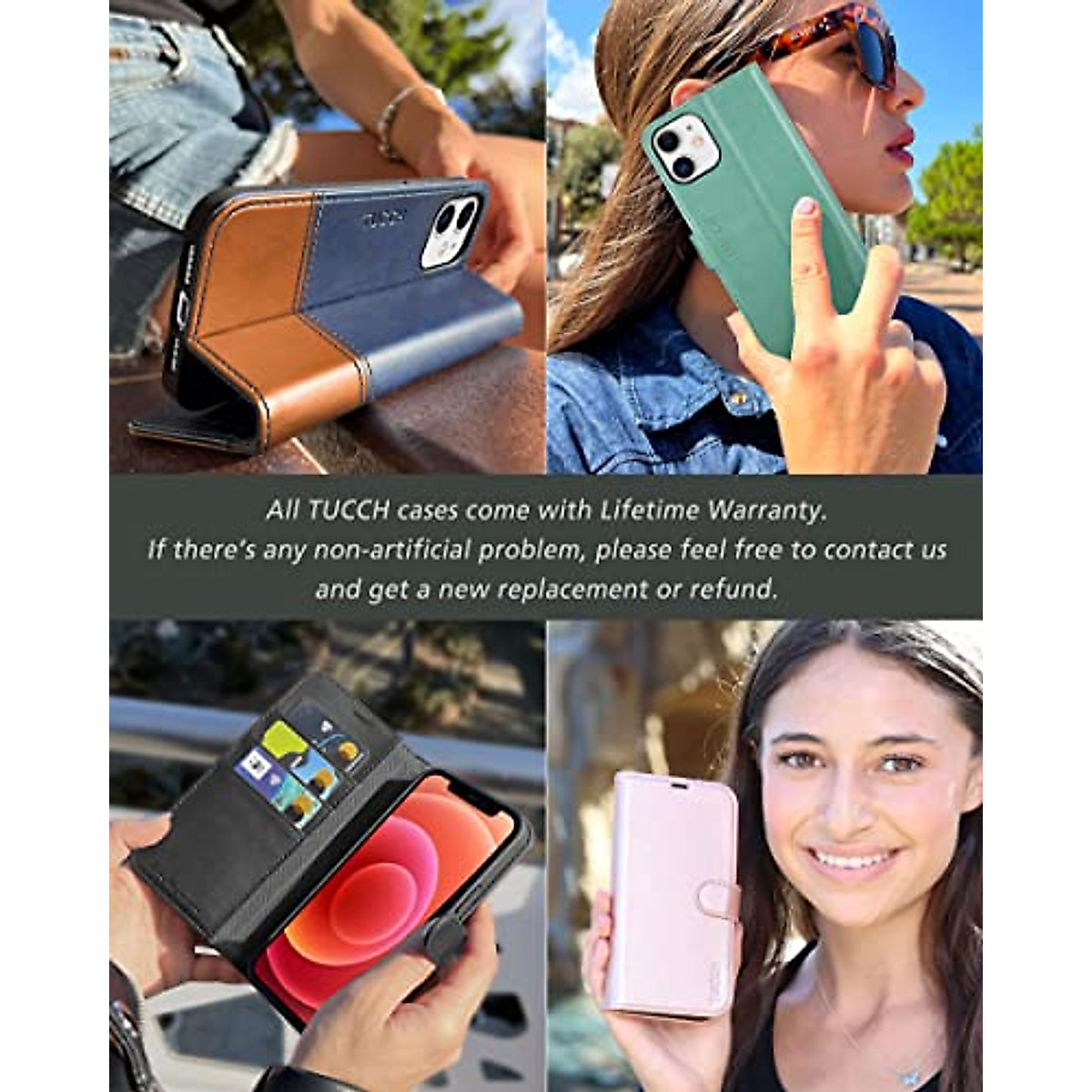 TUCCH Wallet Case for iPhone 12 Pro/iPhone 12 5G, RFID Blocking Card Slot Stand [Shockproof TPU Interior Case] PU Leather Magnetic Protect Flip Cover Compatible with iPhone 12/12 Pro 6.1-inch, Black