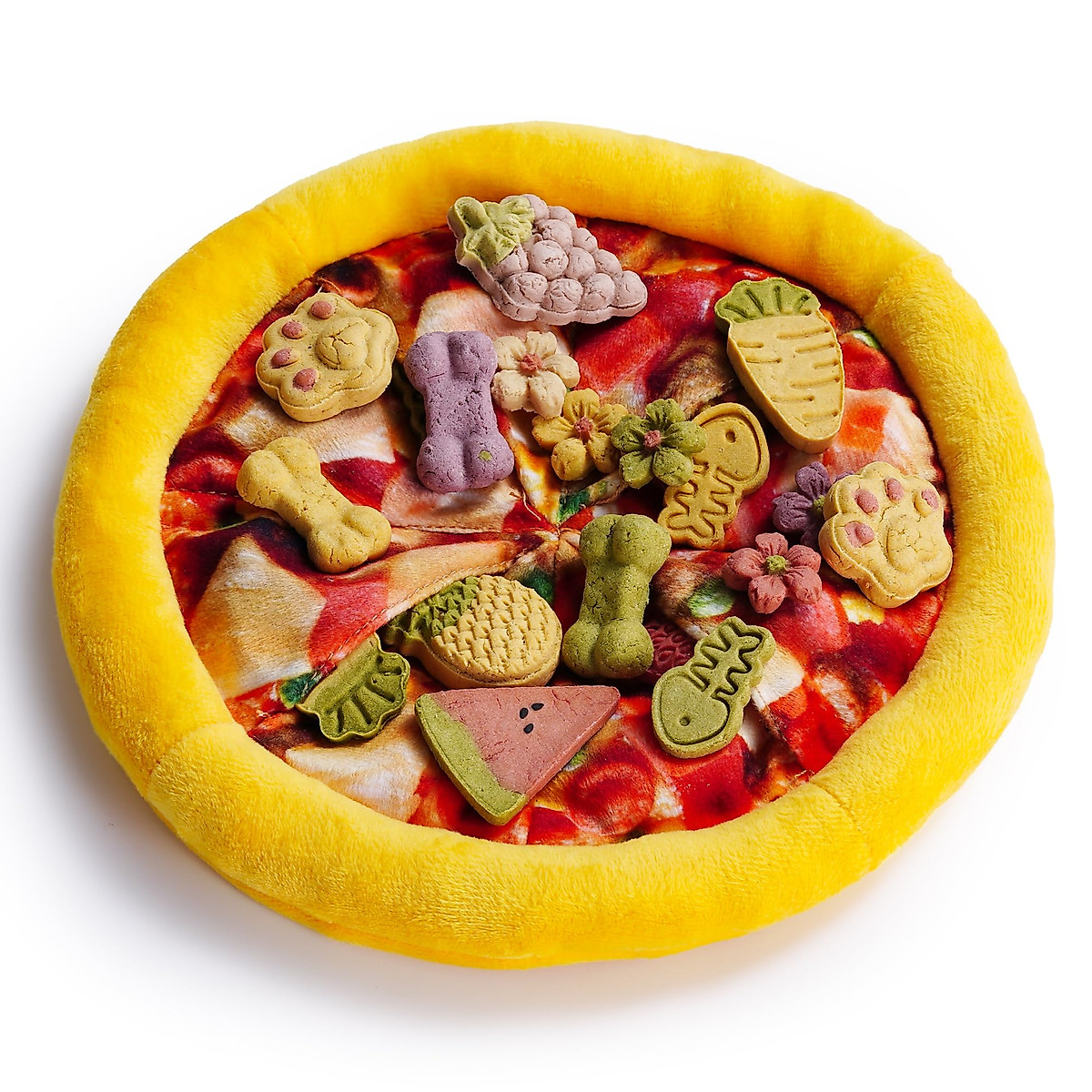 Nocciola Pizza Interactive Dog Toys, Hide and Seek Dog Toys, Squeaky Plush Puzzle Dog Toys for Small to Medium Dogs to Encourages Natural Foraging Skills and Mental Stimulation