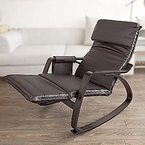 Haotian New Relax Rocking Chair Lounge Chair with Adjustable Footrest and Removable Side Bag, FST20-BR