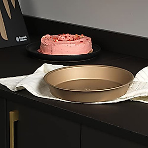 Russell Hobbs RH02146GEU7 Non-Stick Cake Tin - Round Baking Tray for Cakes, Pie/Tart Dish, Carbon Steel Oven Pan, Easy Clean, Strong, Durable, Oven Safe to 220 Degrees, Opulence Collection, Gold, 24cm