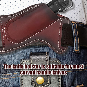 Leather Knife Sheath for Belt, Pocket Knife Sheath Knife Holster Belt Folding Pocket Knife Holder Compact Draw Knifes Carrier for EDC Tools Men Gift (Dark Brown)