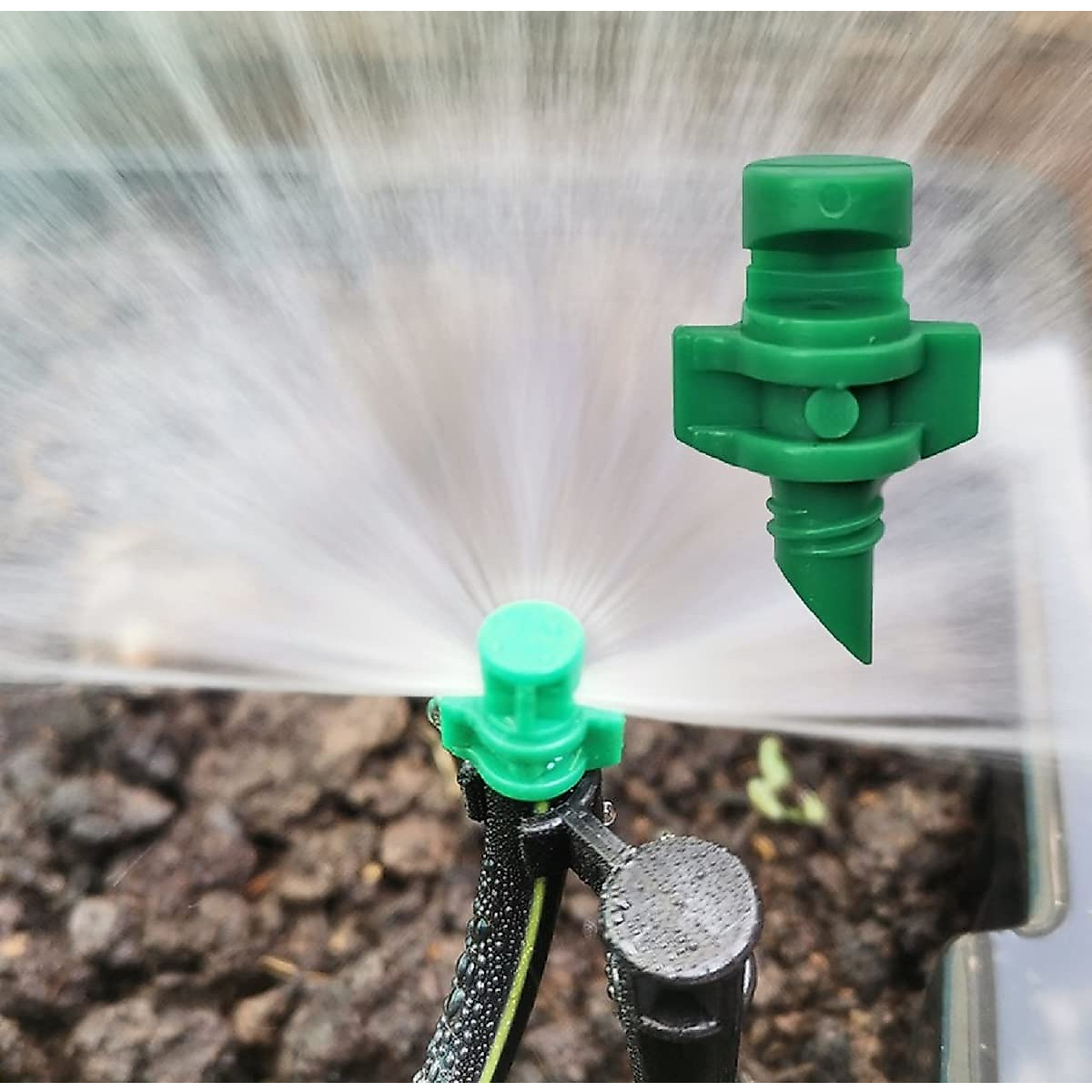 La Farah 150pcs 90/180/360 Degree Polyethylene (PE) Micro Sprayer Refraction Automizing Sprinkler Nozzle Irrigation System Garden Lawn Plant Irrigation Water Sprinkler