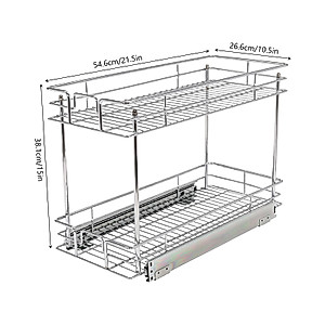 Gagalayong Under Sink Organizers and Storage, Pull Out Cabinet Organizer, 2-Tier Slide Out Kitchen Basket Sink Shelf Cabinet Organizers Adjustable L Shape Counter Organizers (10.5" W X 21.5" D)