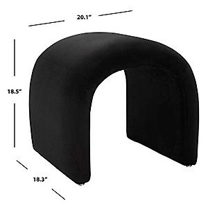 Safavieh Home Collection Kibo Modern Waterfall Black Velvet Ottoman (Fully Assembled)